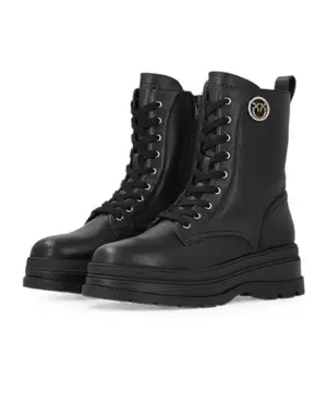 Pinko Logo Plaque Lace Up Ankle Boots