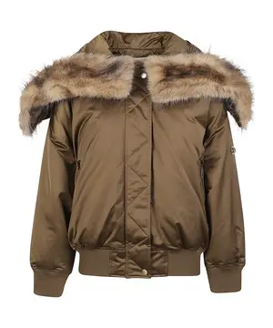 Michael Kors Faux Fur-trimmed Hooded Bomber Jacket - Duffle