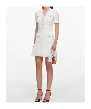 SELF-PORTRAIT Textured Knit Mini Dress - Cream