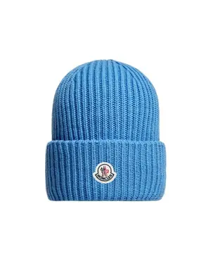 Moncler Wool Cashmere Beanie - Light Blue