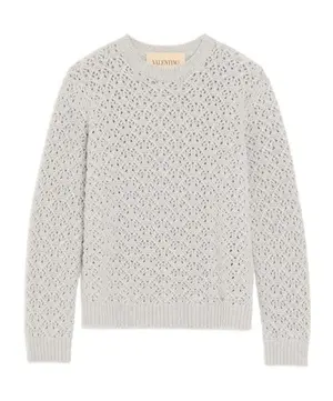Valentino Garavani Diamond Openwork Knit Pullover - White