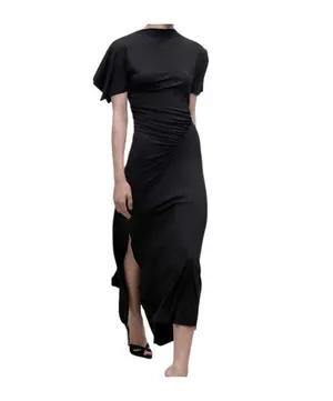 Victoria Beckham Blousey Midi Dress - Black