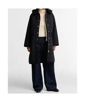 Barbour Hooded Diamond Quilted Long Coat