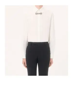 Valentino Garavani Long-sleeved Cotton Poplin Shirt With Embroidered Frog Closure - No