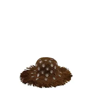 Rabanne Embellished Raffia Hat - No