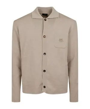 Etro Logo-embroidered Button-up Cardigan - Beige