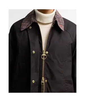 Barbour Tartan Collar Waxed Jacket