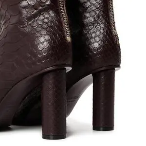 Paris Texas Snake Print Square Toe Block Heel Ankle Boots