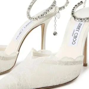JIMMY CHOO Lace Pointed Strap High Heels - No