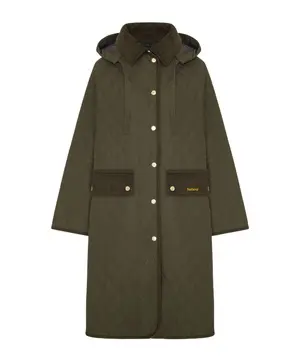 Barbour Hooded Diamond Quilted Long Coat
