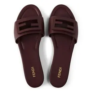 Fendi Grain Leather Slide Sandals