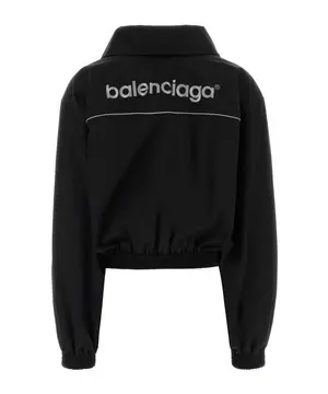 Balenciaga Cropped Track Jacket - Black