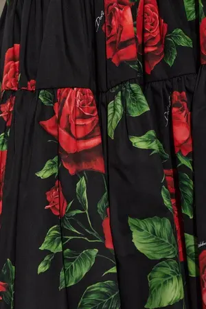 Dolce & Gabbana Rose-print Poplin Skirt