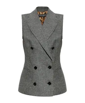 Dolce & Gabbana Checked Leopard Printed Waistcoat