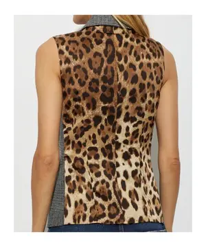 Dolce & Gabbana Checked Leopard Printed Waistcoat