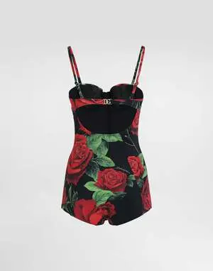 Dolce & Gabbana Rose-print Balconette One-piece Swimsuit
