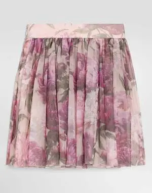 Dolce & Gabbana Peony-print Tulle Skirt