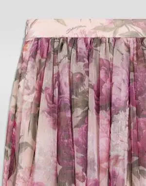 Dolce & Gabbana Peony-print Tulle Skirt