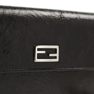 Fendi Crinkled Leather Chain Shoulder Bag