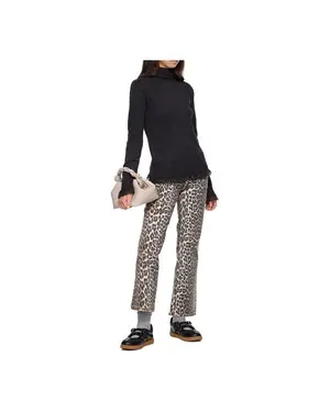 GANNI Lace Trim Merino Wool Turtleneck Sweater - Phantom Black