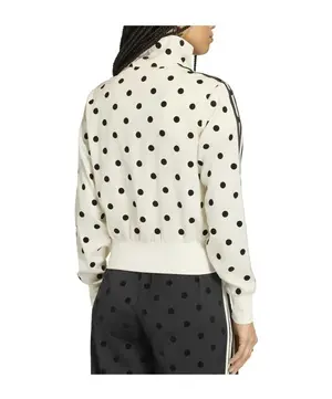 ADIDAS ORIGINALS Polka Dot Stand Collar Cropped Zip Jacket - White