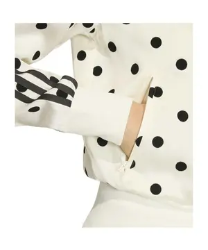 ADIDAS ORIGINALS Polka Dot Stand Collar Cropped Zip Jacket - White