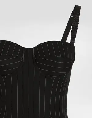Dolce & Gabbana Dolce Gabbana Pinstriped Wool Dress