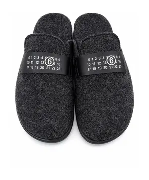 MAISON MARGIELA Logo-embellished Round-toe Mules - No