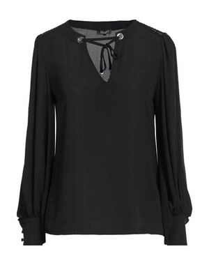 Liu Jo Crepe Crewneck Long Sleeve Top - Black