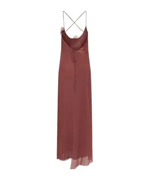 Blumarine Georgette Long Dress With Flowers