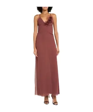 Blumarine Georgette Long Dress With Flowers