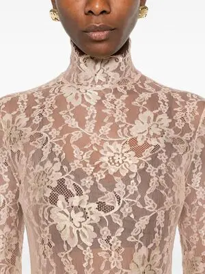 Valentino Garavani Sequined Lace High-neck Bodysuit - No