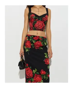 Dolce & Gabbana Rose-print Poplin Top