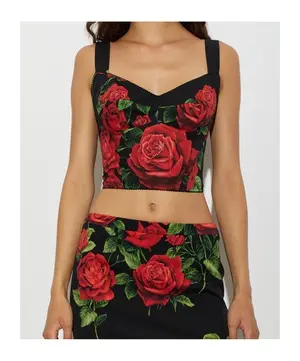 Dolce & Gabbana Rose-print Poplin Top