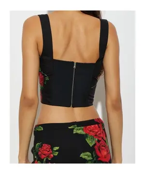 Dolce & Gabbana Rose-print Poplin Top