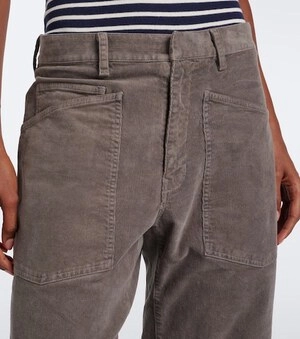 NILI LOTAN Shon Cotton-blend Tubular Casual Trousers - Grey