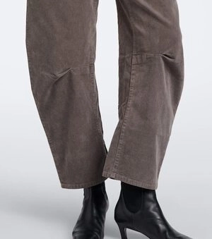 NILI LOTAN Shon Cotton-blend Tubular Casual Trousers - Grey