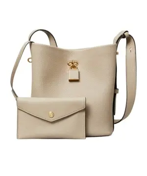 Tory Burch Lock Slim Bucket Bag - Light Stone