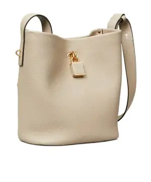 Tory Burch Lock Slim Bucket Bag - Light Stone