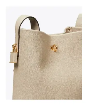 Tory Burch Lock Slim Bucket Bag - Light Stone