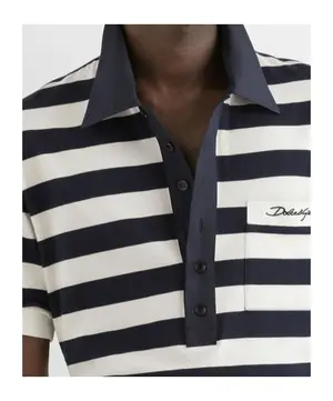 Dolce & Gabbana Striped Jersey Polo Shirt