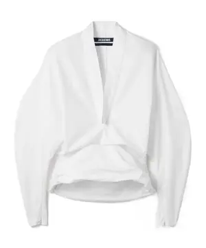 Jacquemus V-neck Fitted Waist Shirt - White