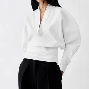 Jacquemus V-neck Fitted Waist Shirt - White