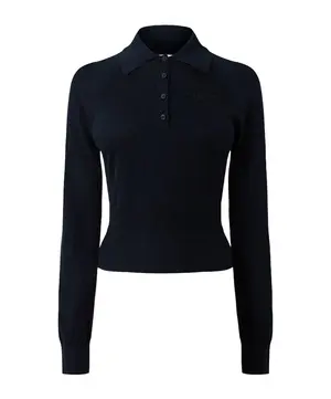 Givenchy Collared Half-button Long Sleeve Knit Top