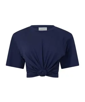 Magda Butrym Crew Neck Mid-sleeve Cropped Top