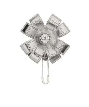 Dior Clover Pin Brooch - Silver