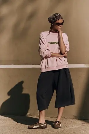 Free People Trackline Cropped Easy Pants Black