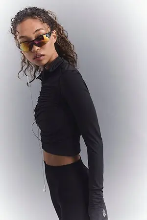 Free People Tempo Half Zip Top - Black