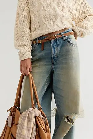 Free People Free People Millie Microslim Belt Cognac