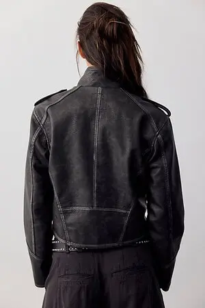 Free People We The Free Ryland Vegan Leather Band Jacket